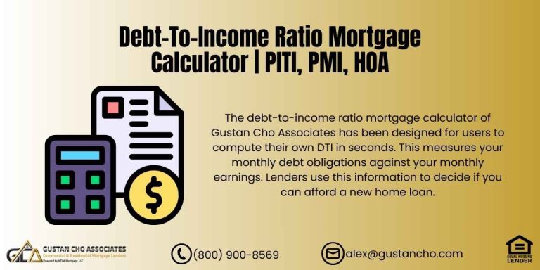 Debt-To-Income Ratio Mortgage Calculator | PITI, PMI, HOA